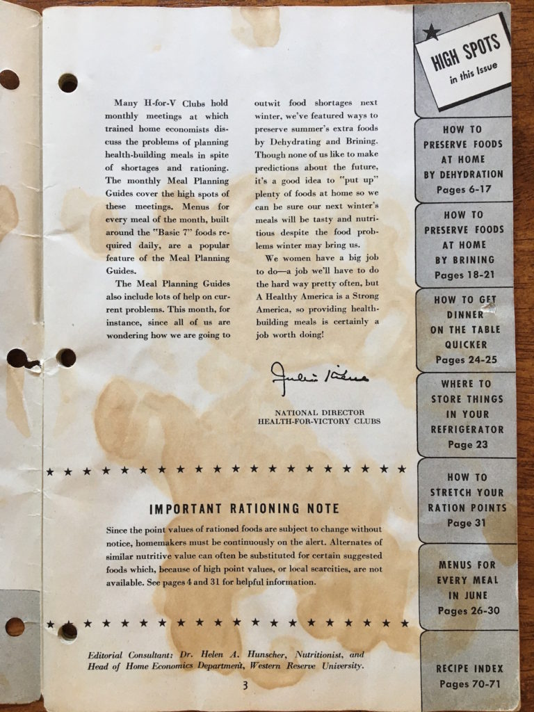 Food rationing tips from WWII: Health-For-Victory Meal Planning Guide